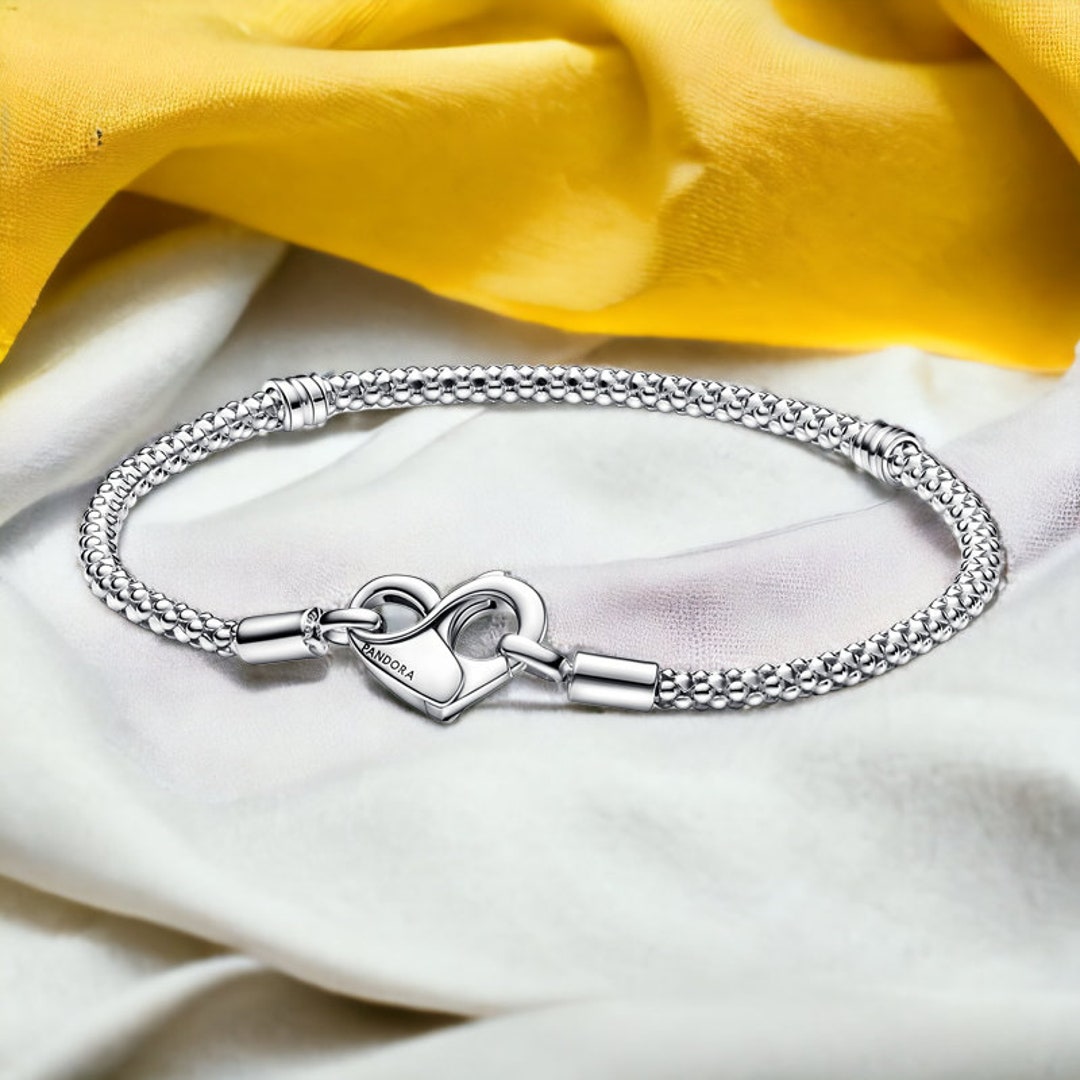 Sterling Silver S925 Pandora Moments Studded Chain Rannekoru - Etsy