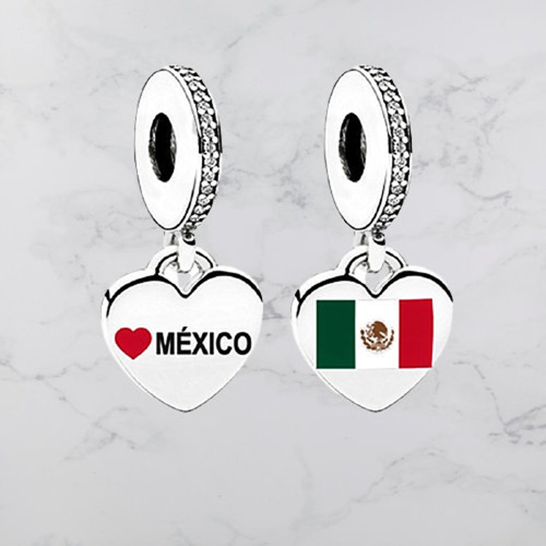 Pandora Charms, Love Mexico Flag Heart Dangle Charm, Sterling Silver ...