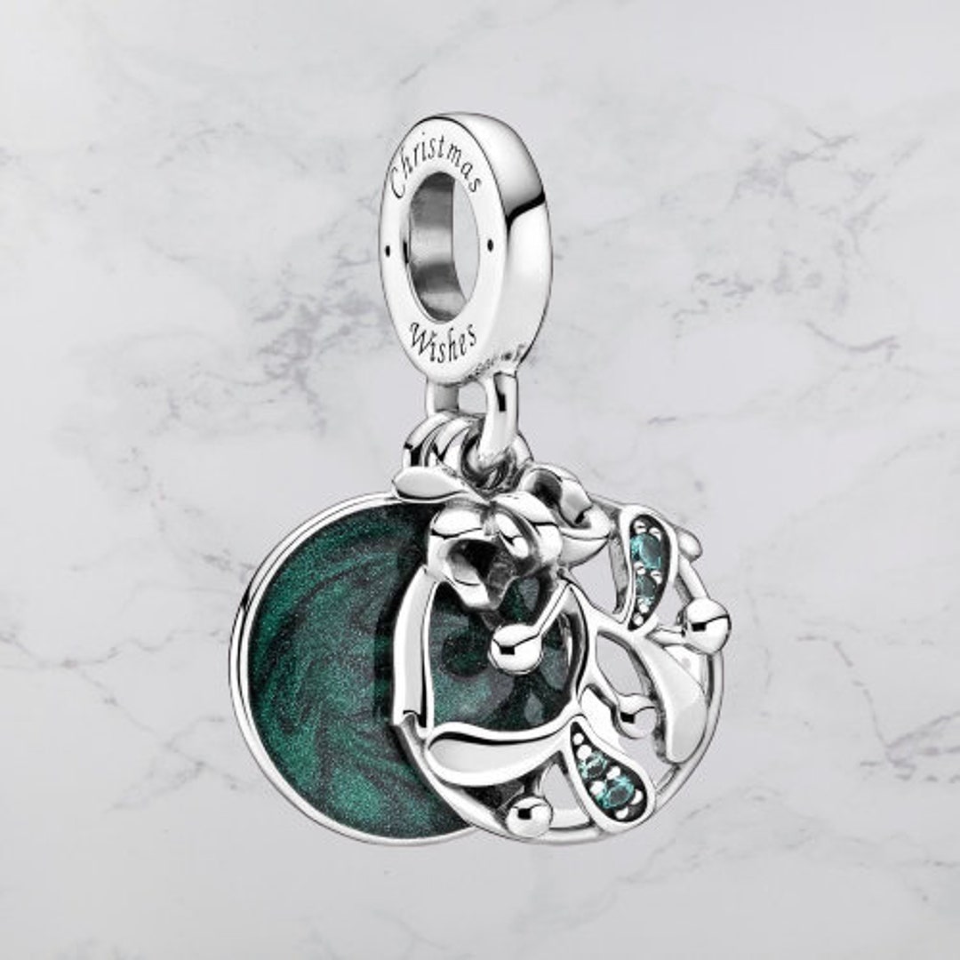 Pandora Christmas Mistletoe Dangle Charm 799229C01 Pandora - Etsy UK