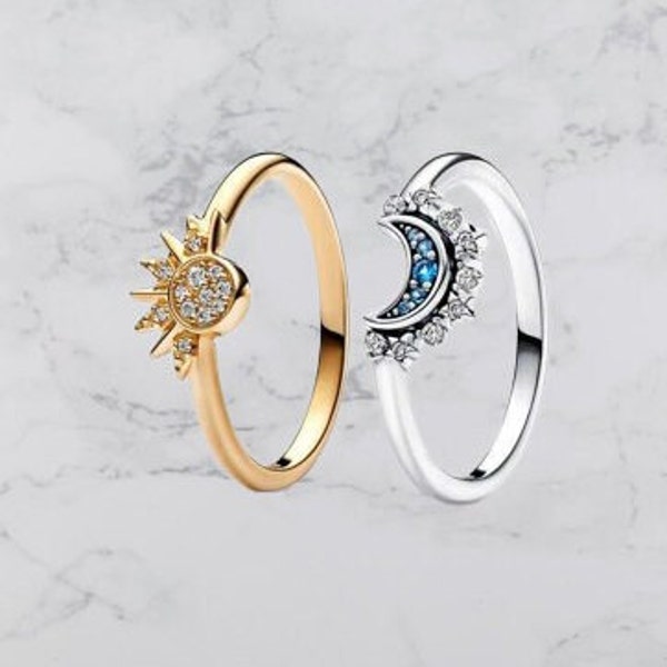 Pandora ring sun and moon - Etsy Nederland