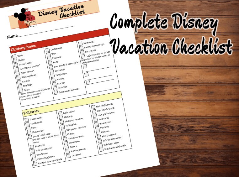 Theme Park Packing List for Trip Planning Packing List - Etsy