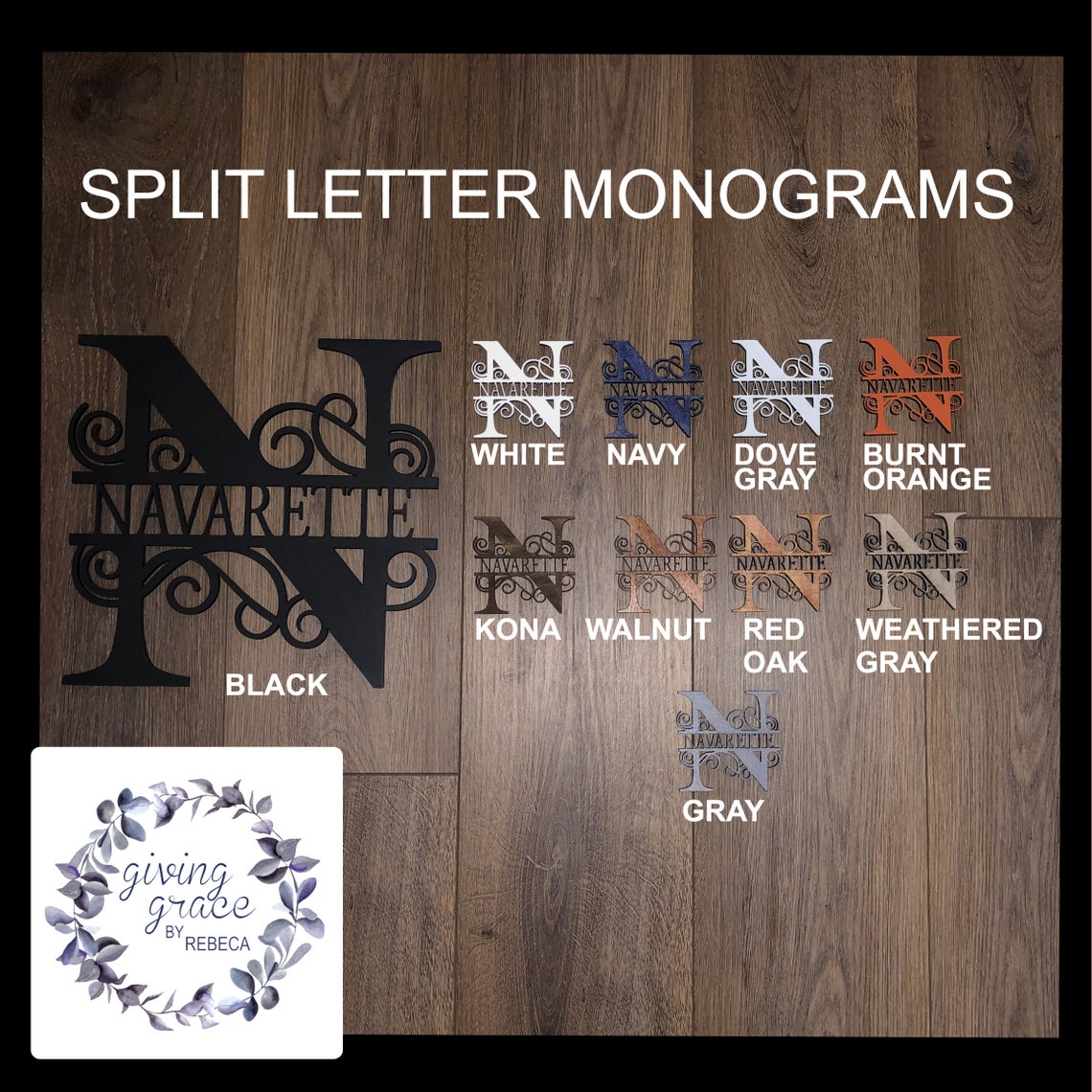 Split Monogram With Swirls - Etsy