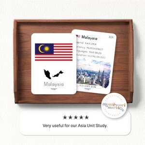 ASIA Fact Cards With Watercolor Painting of Landmarks | Montessori ...