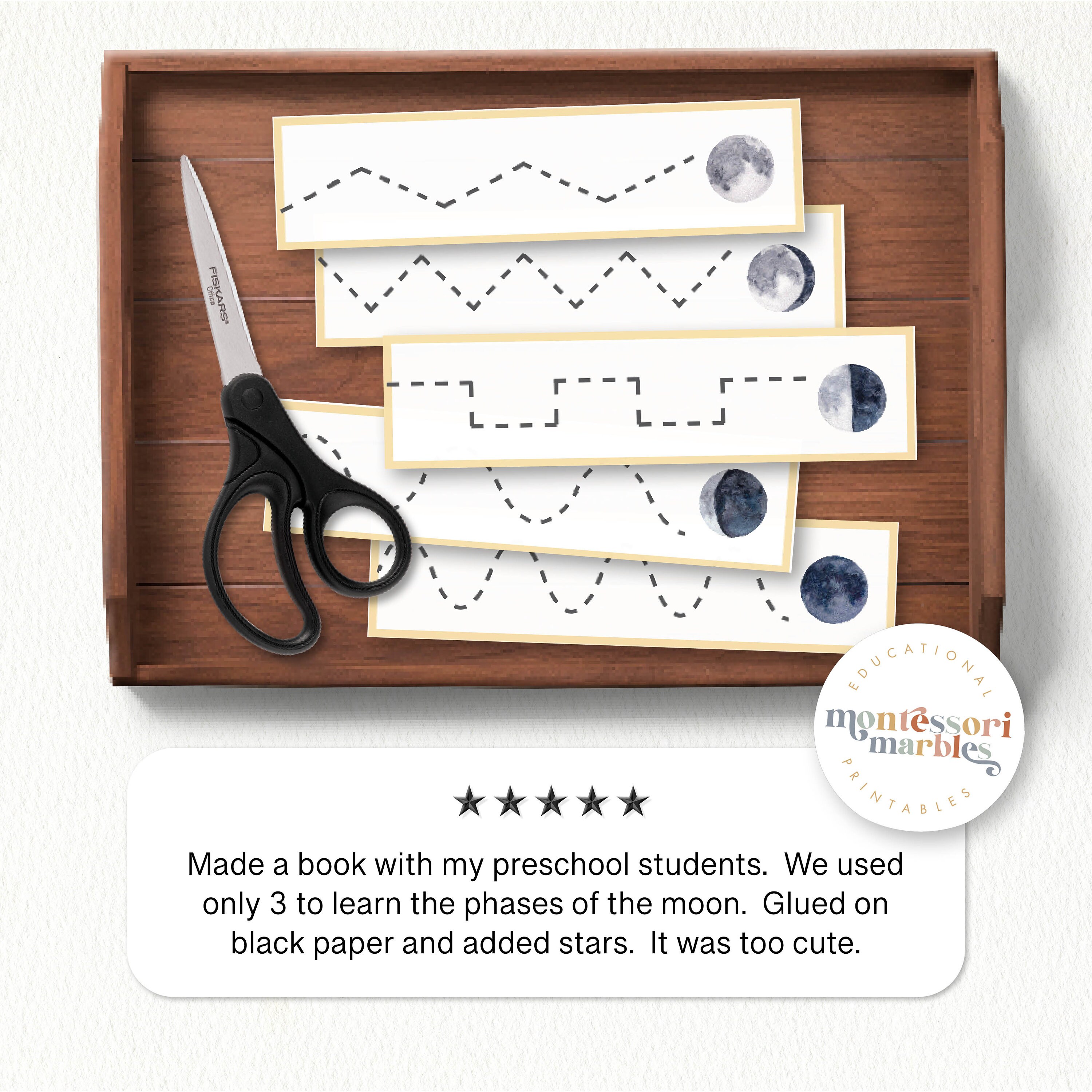 Moon Phases Mini Bundle | Montessori Science | Tracing Cutting Strips ...