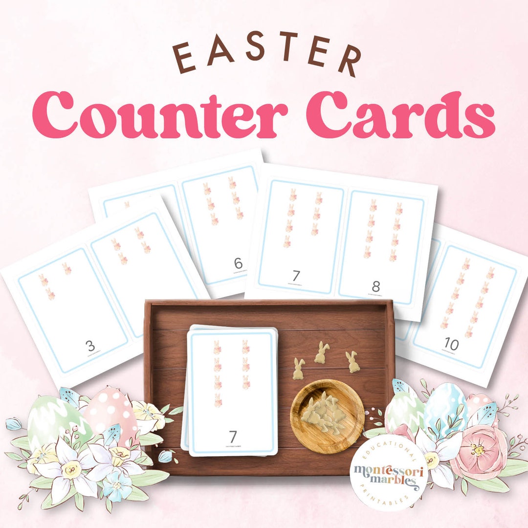 EASTER Counting Cards, Count 1 to 10, Montessori Inspire, Preschool ...