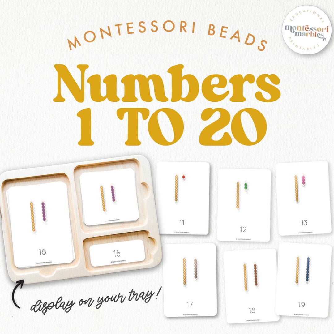 MONTESSORI GOLDEN BEADS Nomenclature Cards | Kindergarten Math Counting ...