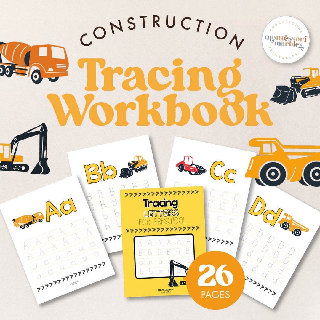 CONSTRUCTION Tracing Workbook | Tracing Letters for Pre-k | Handwriting ...