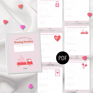 VALENTINE'S DAY Tracing Pages Handwriting Practice Workbook | Fun ...
