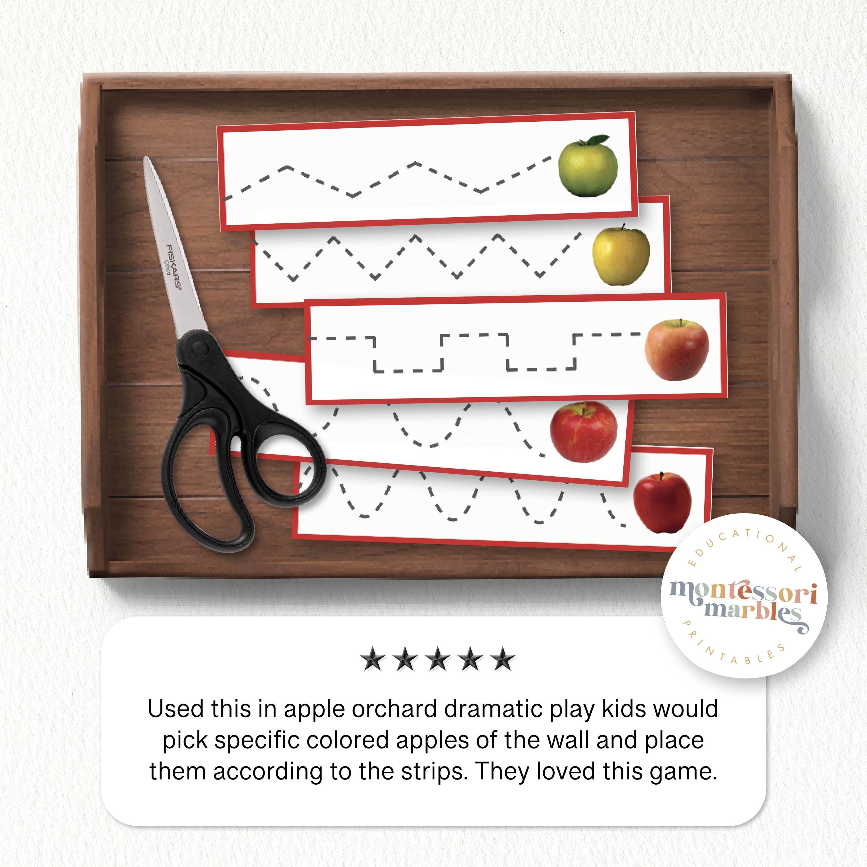Apples Cutting Strips | Fall Scissor Skills | Montessori Fine Motor ...