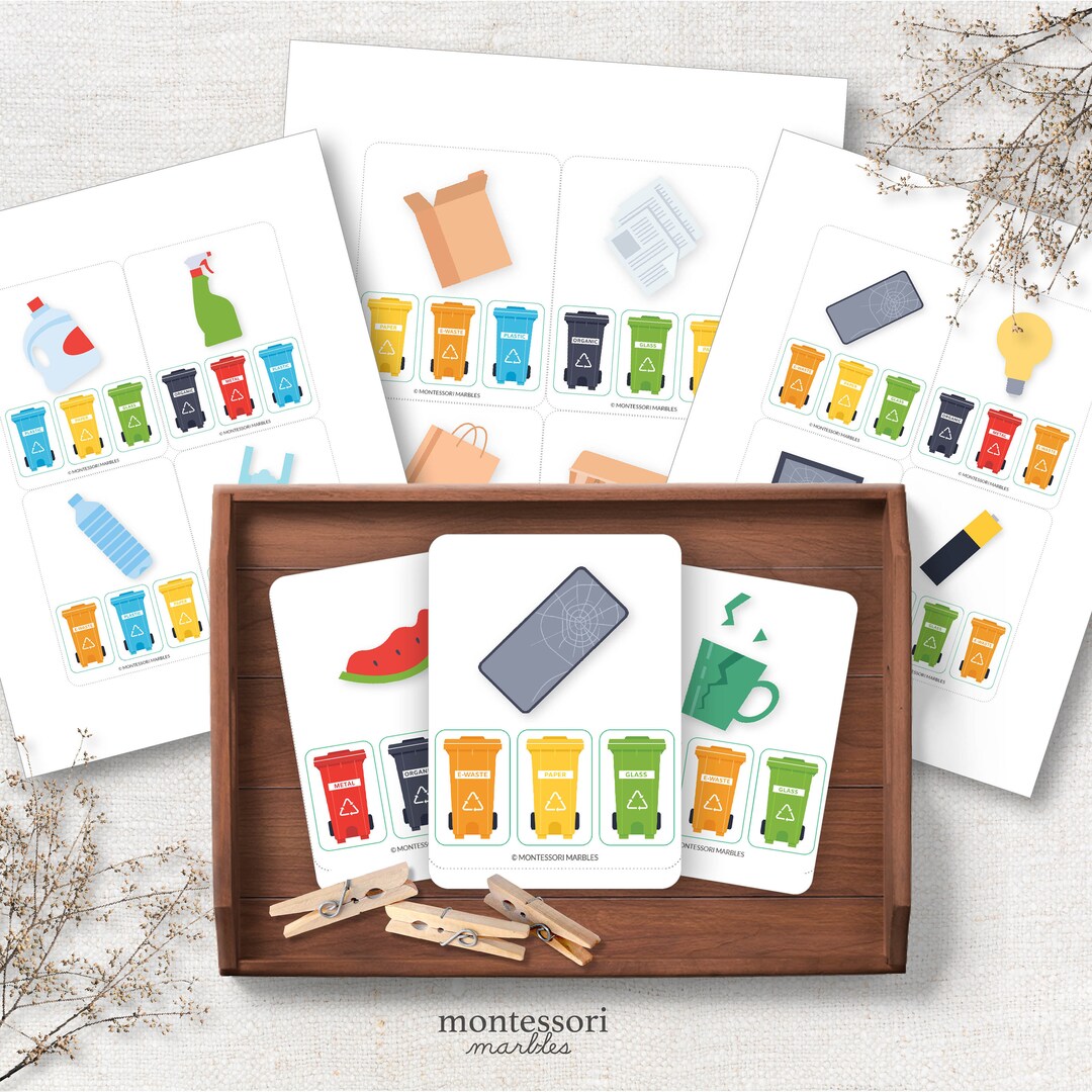 EARTH DAY Recycling Bins and Waste Management Matching - Etsy