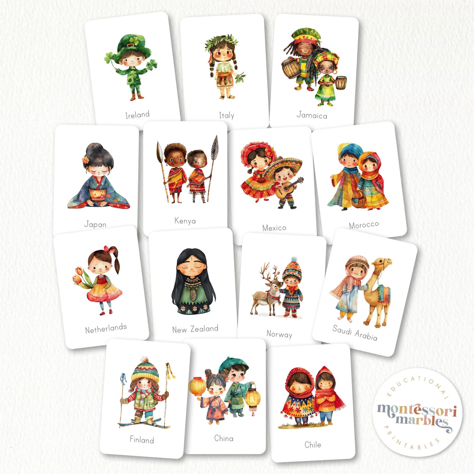 Children Around the World Flash Cards | Montessori Cultural Diversity ...