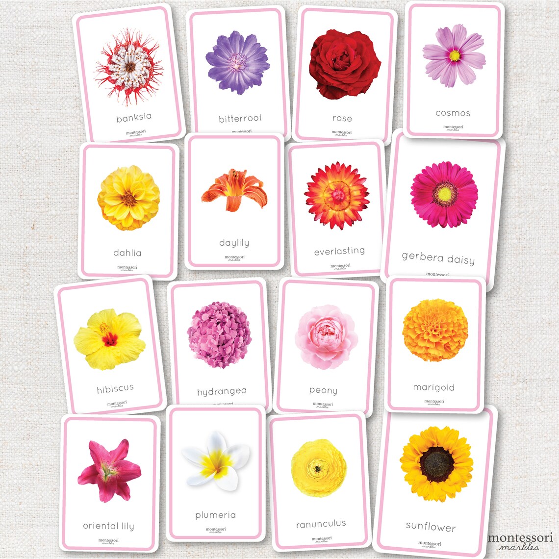 SPRING FLOWERS Flash Cards Montessori Inspired Printable - Etsy