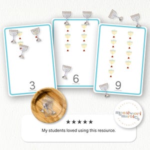 HANUKKAH Counting Cards, Counter Cards, Count 1 to 10, Preschool Math ...