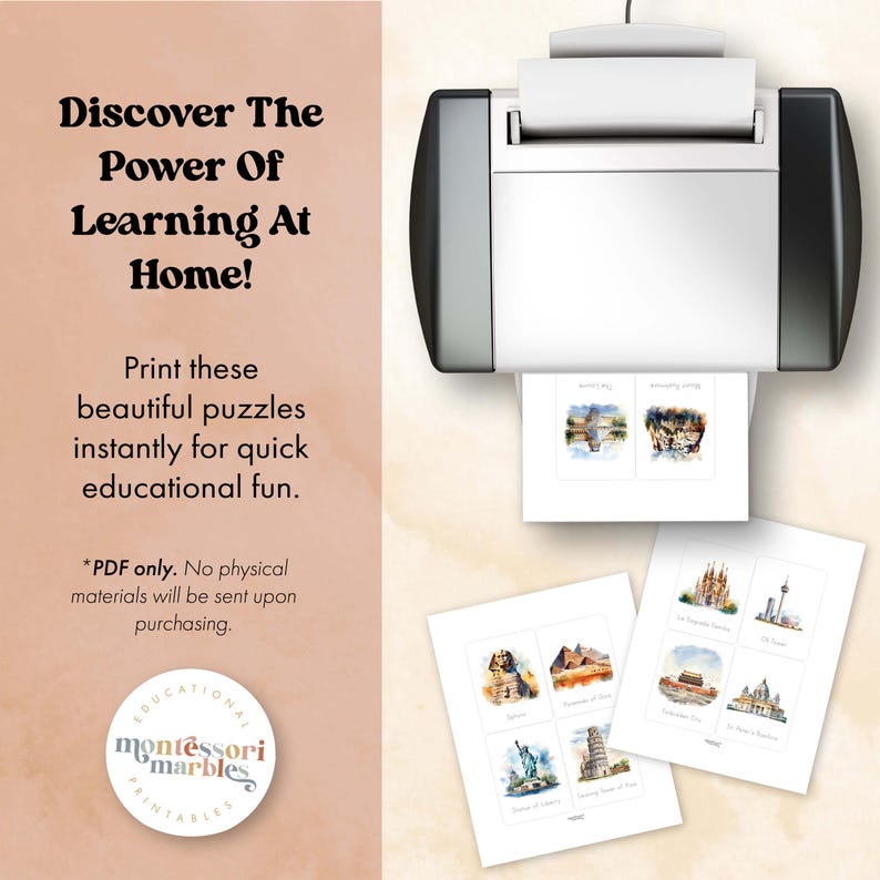 Landmarks Flash Cards | Montessori Global Geography Learning | World ...