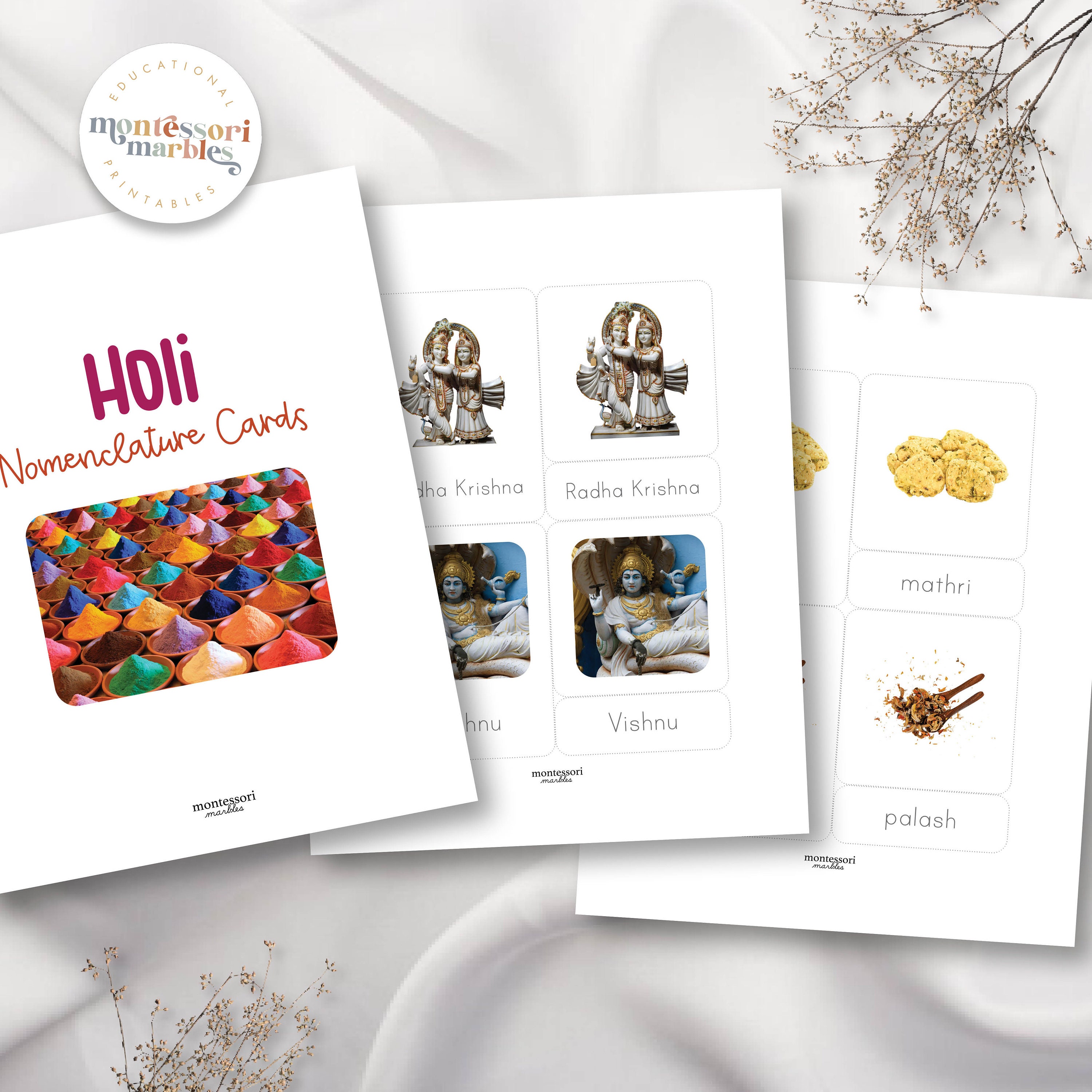 HOLI FESTIVAL Nomenclature Cards Montessori Inspired Printable Festival ...