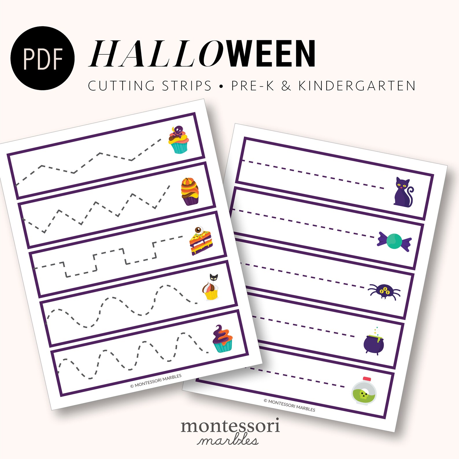 Halloween Cutting Strips for PreK Preschool Kindergarten | Etsy