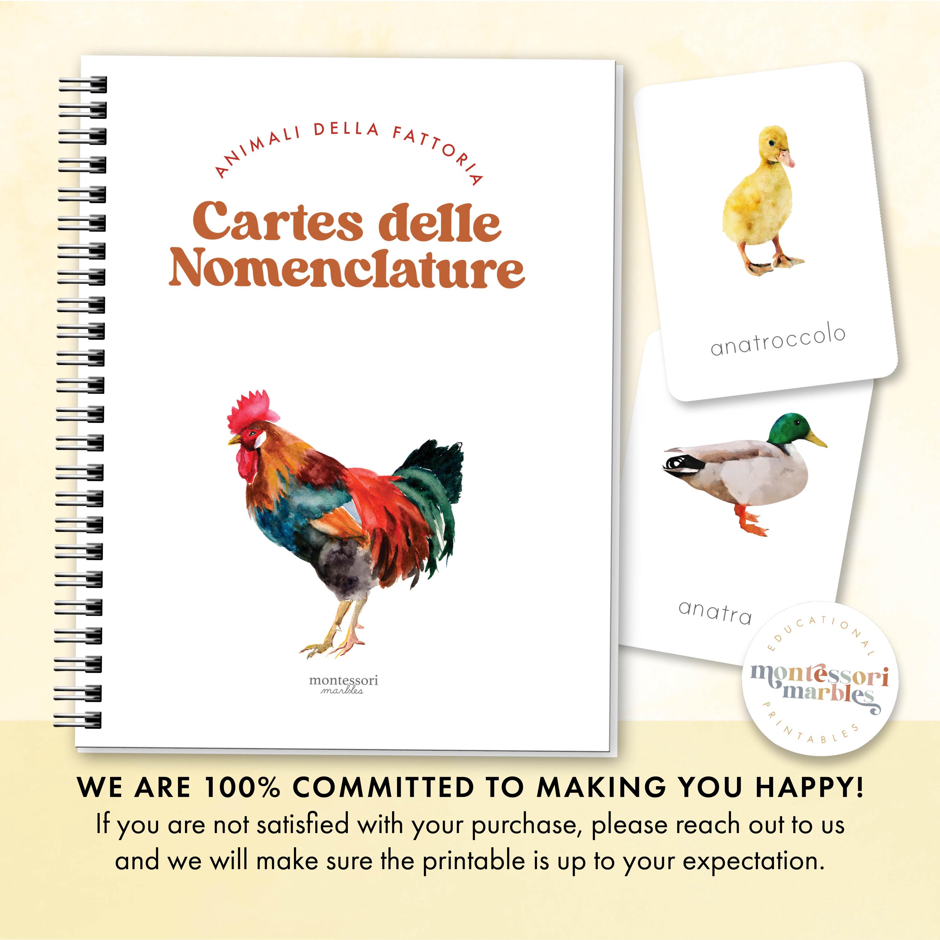 Italian Farm Animals Nomenclature Cards: Montessori Homeschool (digital ...