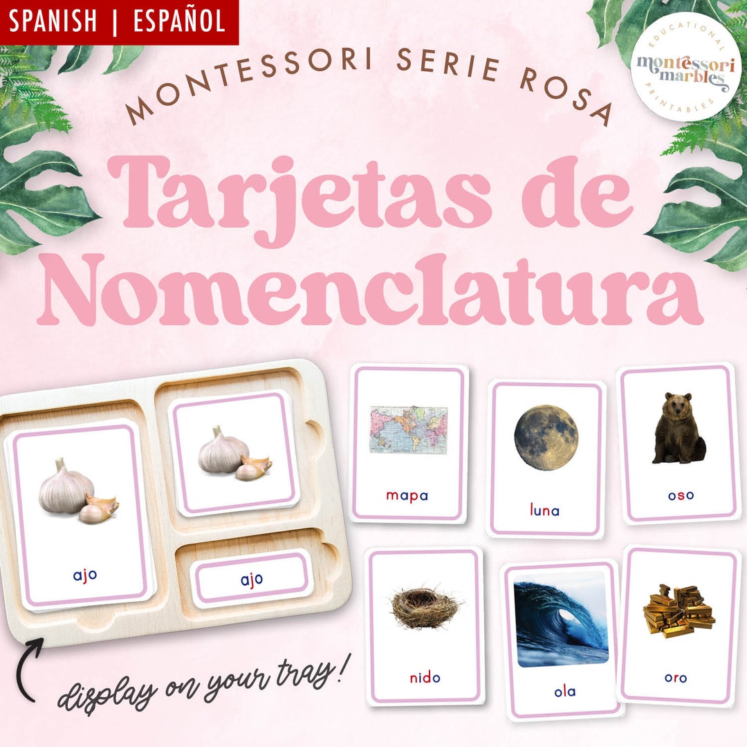 MONTESSORI SERIE ROSA Tarjetas De Nomenclature | Spanish Nomenclature ...
