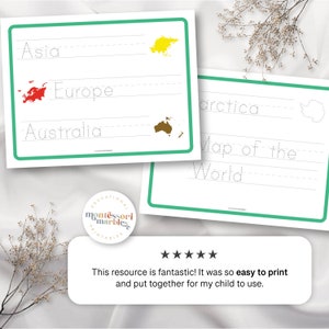 SEVEN CONTINENTS Tracing Names of Continents, Montessori at Home ...