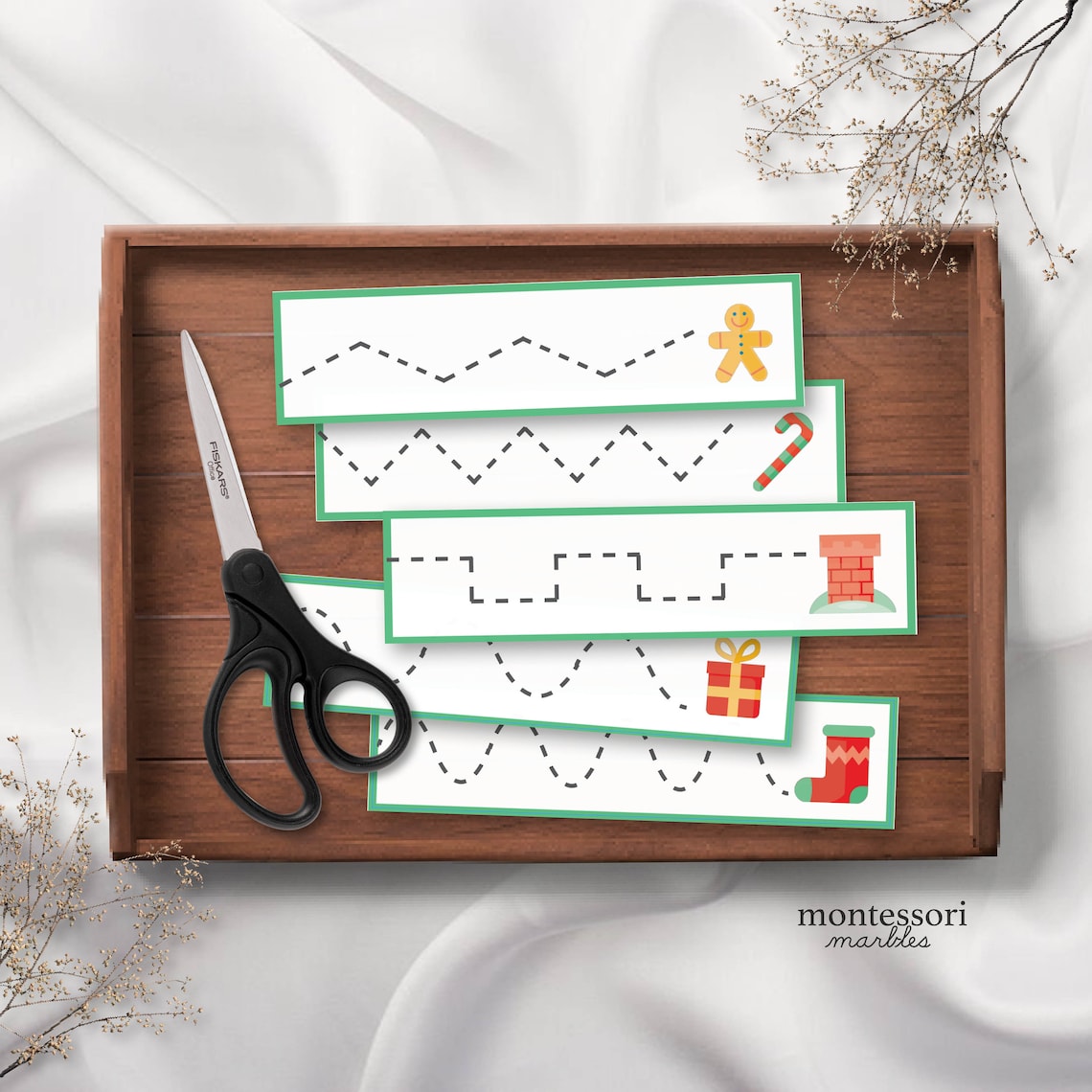 CHRISTMAS Cutting Strips Fine Motor Activity for Montessori - Etsy
