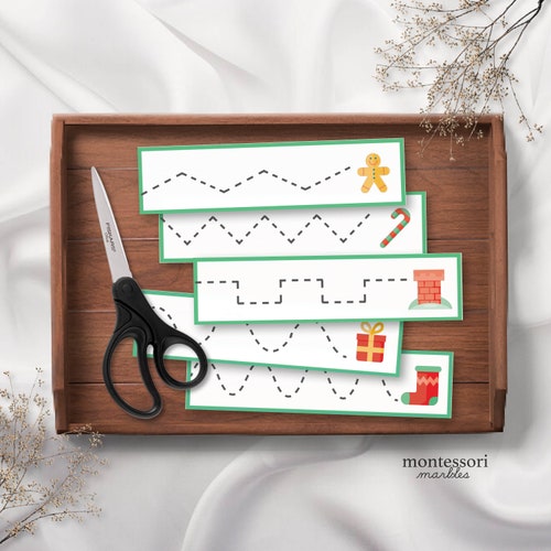 CHRISTMAS Cutting Strips Fine Motor Activity for Montessori - Etsy