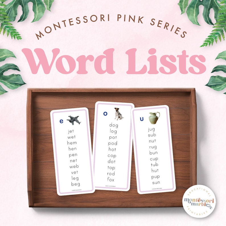 MONTESSORI PINK SERIES Short Vowels Word Lists Emerging Readers ...