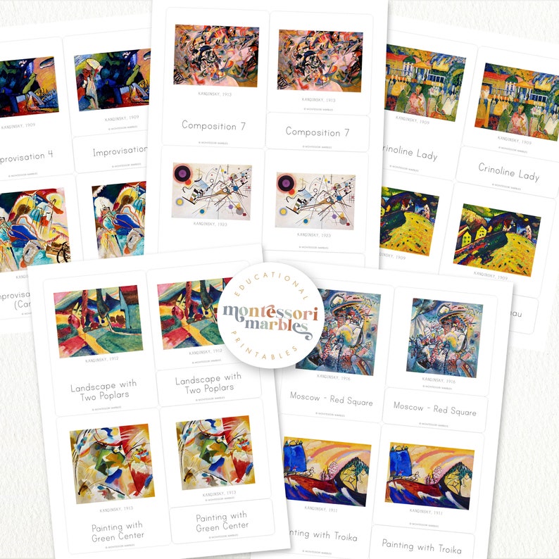 Wassily Kandinsky Nomenclature Cards PDF | 20 Sets 3-part Montessori ...