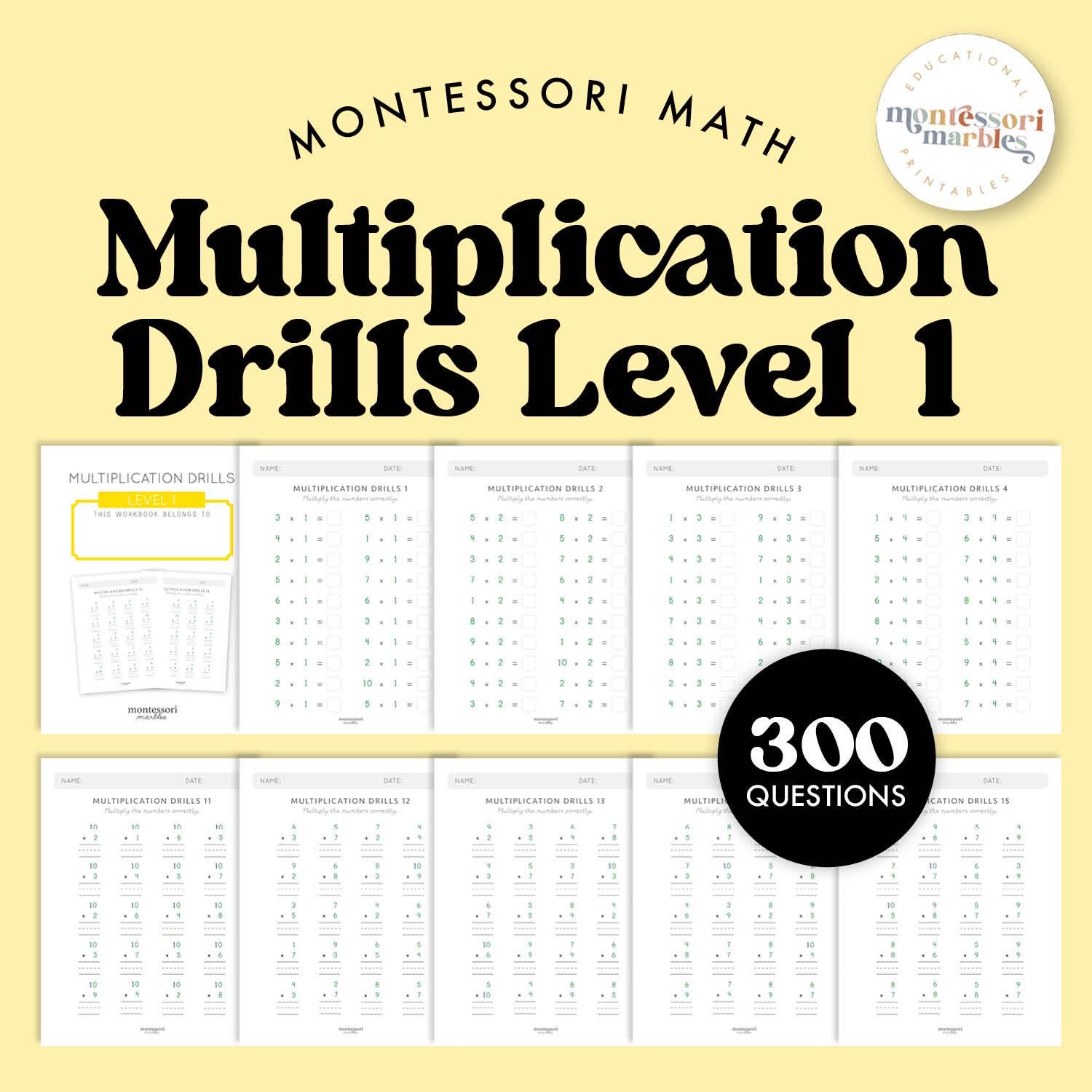 Math Multiplication Level 1 Workbook | Montessori Mathematics ...
