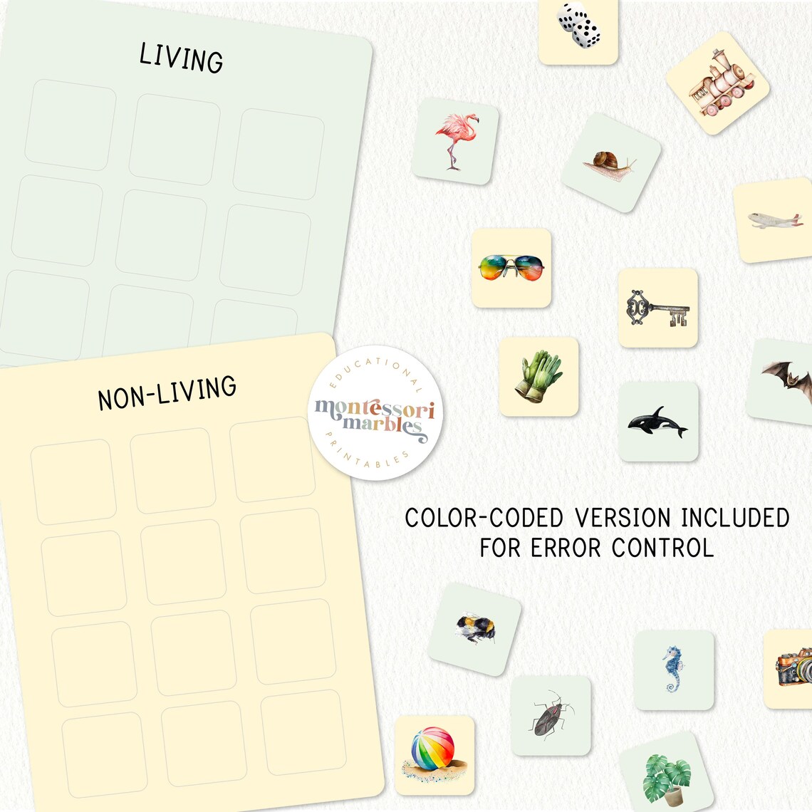 Living & Non-living Sorting Cards | Montessori Science Concept Learning ...