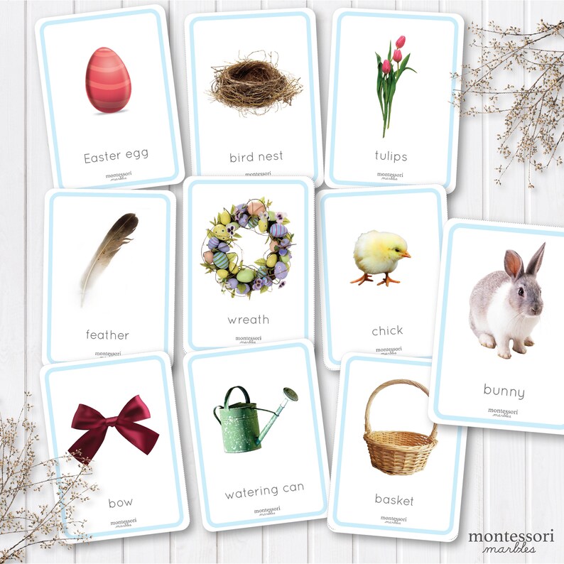 EASTER Flash Cards Montessori Inspired Printable Vocabulary - Etsy
