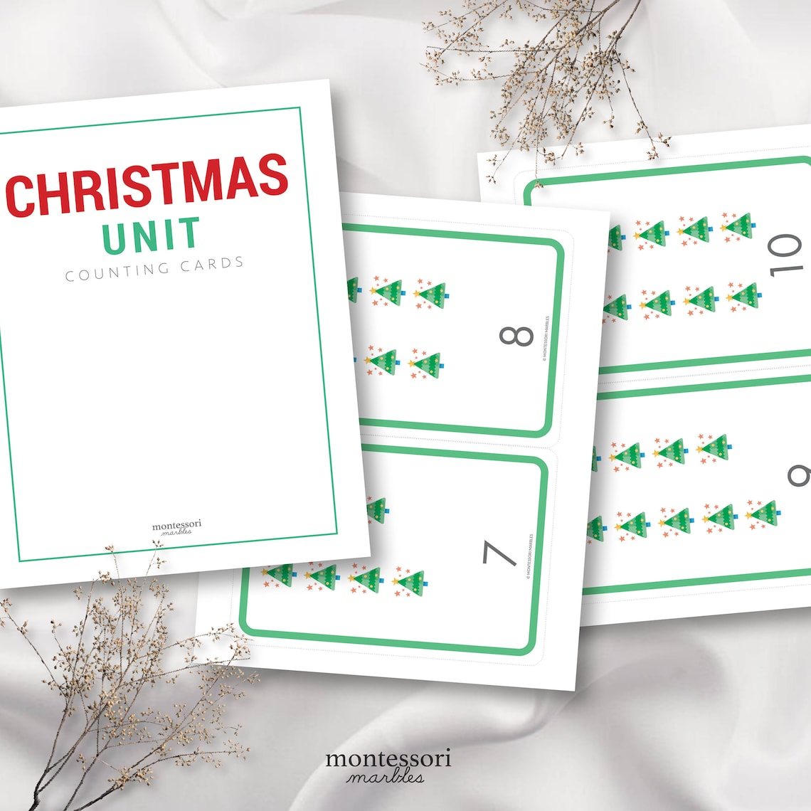 CHRISTMAS Counting Cards Counter Cards Count 1 to 10 - Etsy