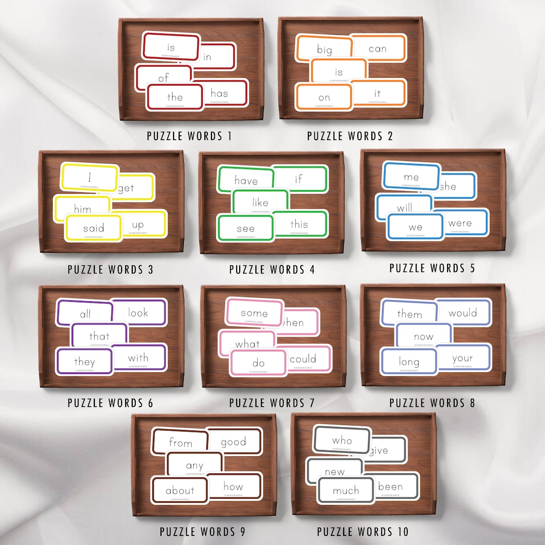 SIGHT WORDS Cards Montessori Puzzle Words for Learning Sight - Etsy