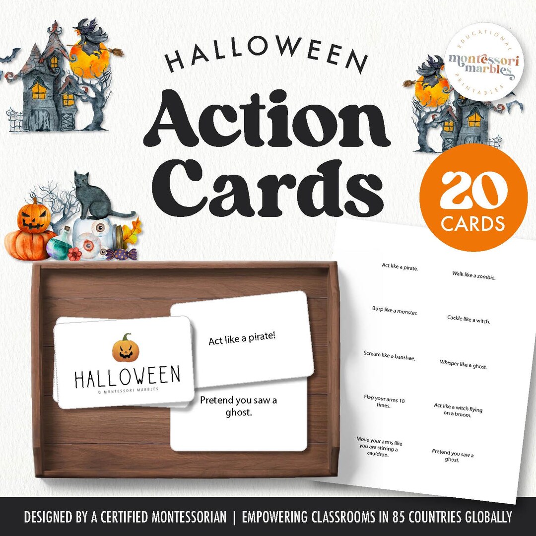 HALLOWEEN Action Cards, Fun Games for Halloween, Halloween Preschool ...