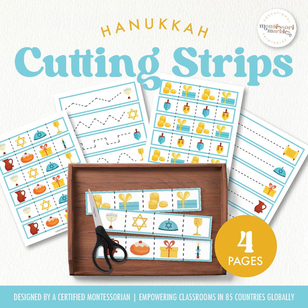 HANUKKAH Cutting Strips | Fine Motor Skills Activity for Hand Eye ...