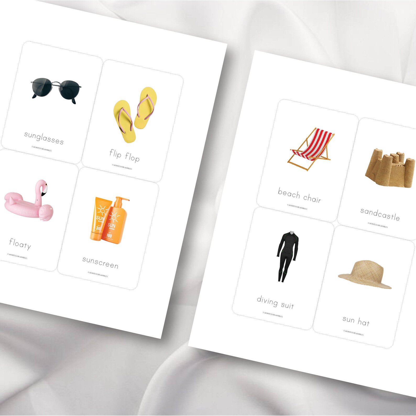 SUMMER Flash Cards Summer Vocabulary Builder Montessori Inspired ...