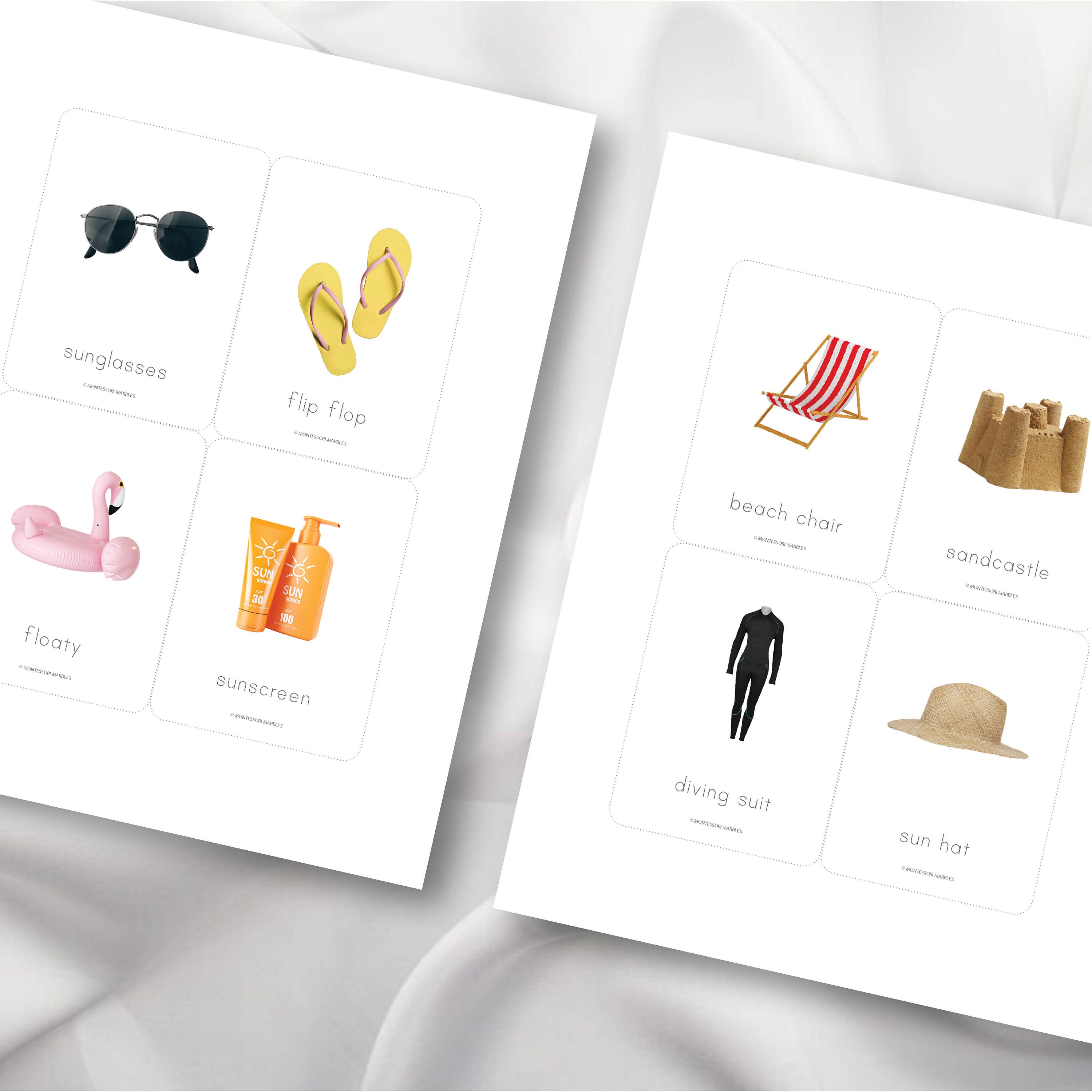 SUMMER Flash Cards Summer Vocabulary Builder Montessori Inspired ...