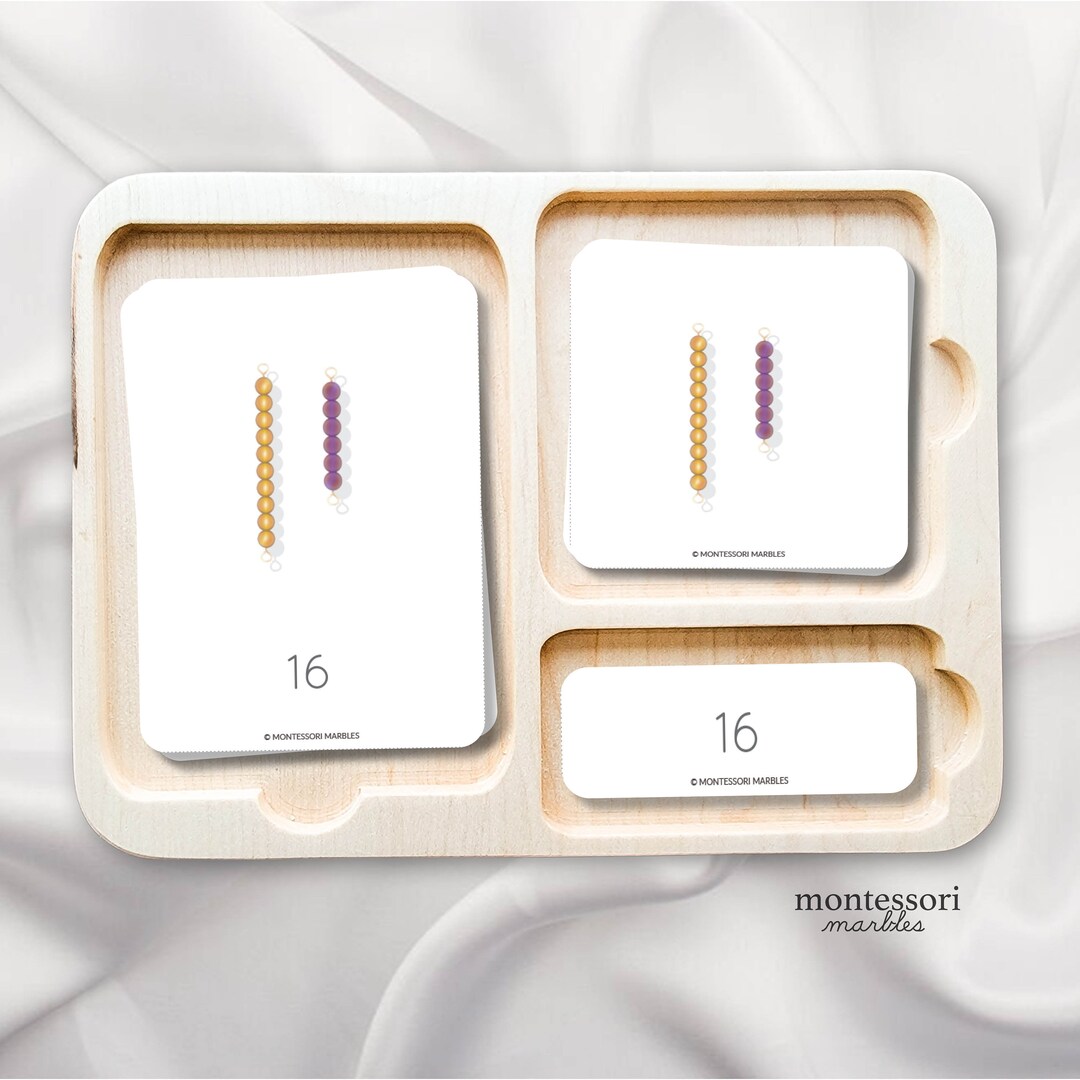 MONTESSORI GOLDEN BEADS Nomenclature Cards Kindergarten Math Counting 1 ...