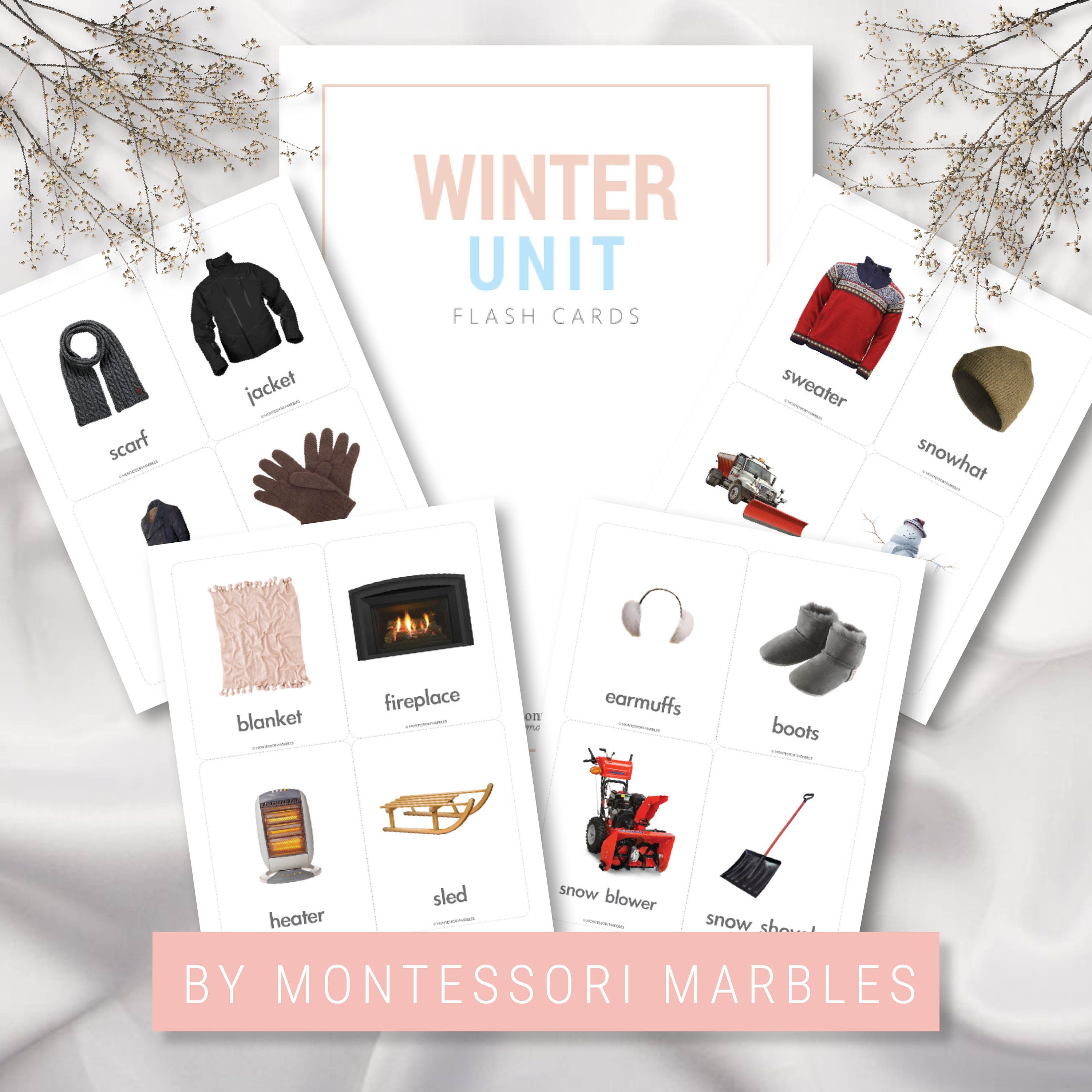 WINTER Flash Cards Winter Vocabulary Builder Montessori - Etsy