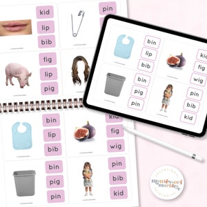 Montessori Pink Series Name the Objects SHORT I Flash Card Printable ...
