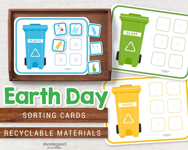EARTH DAY RECYCLABLE Sorting Cards Montessori Inspired - Etsy