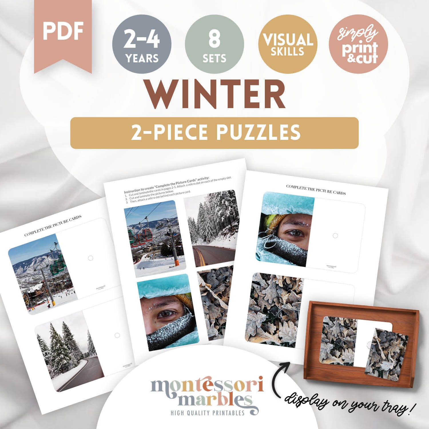 Winter Complete the Pictures PDF | 8 Two-piece Puzzles Ages 2-6 ...