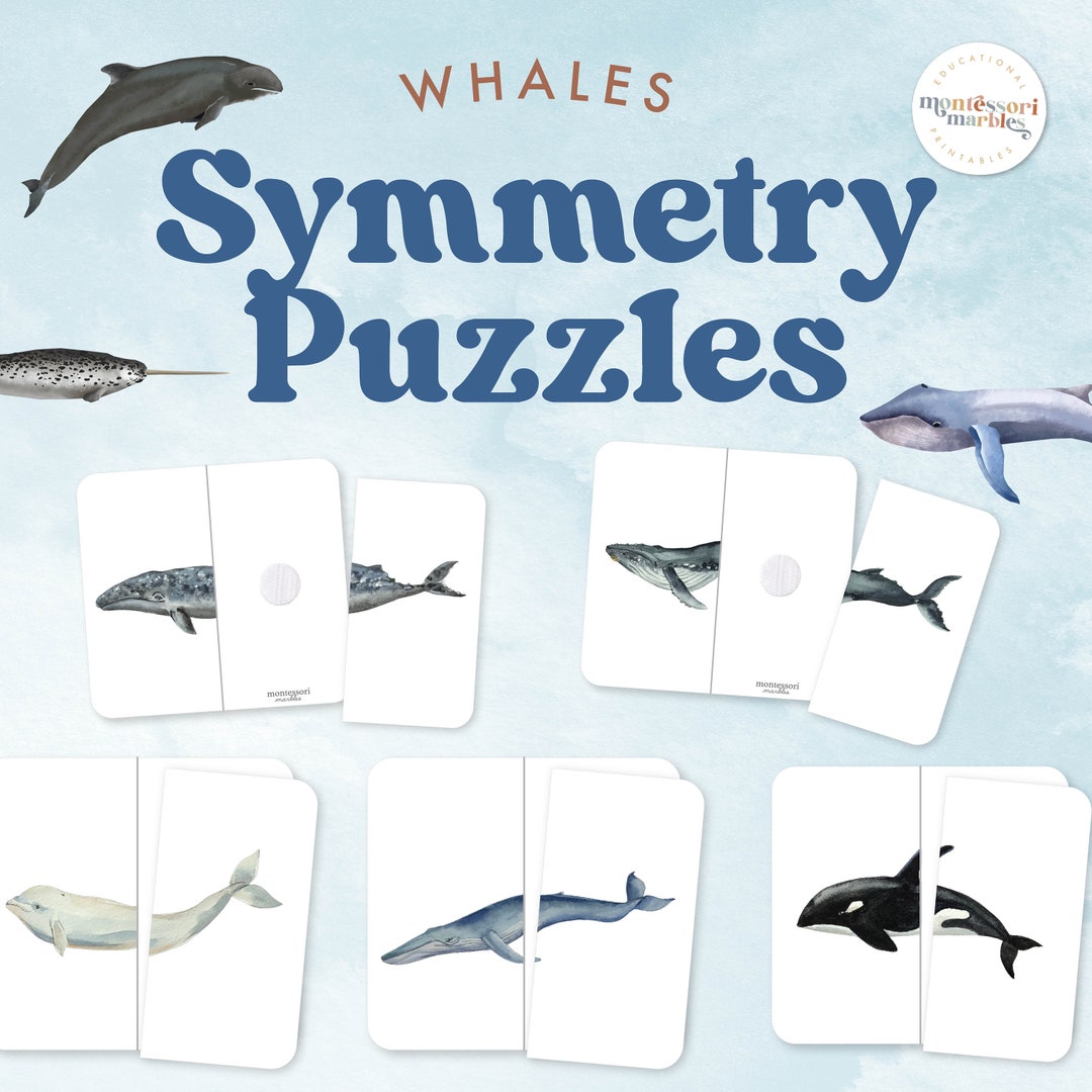 Whales Two-piece Puzzles | Montessori Science | Ocean Matching Activity ...