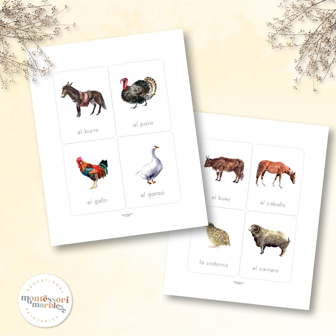 ANIMALES DE GRANJA Tarjetas Didácticas Farm Animals Flash Cards ...