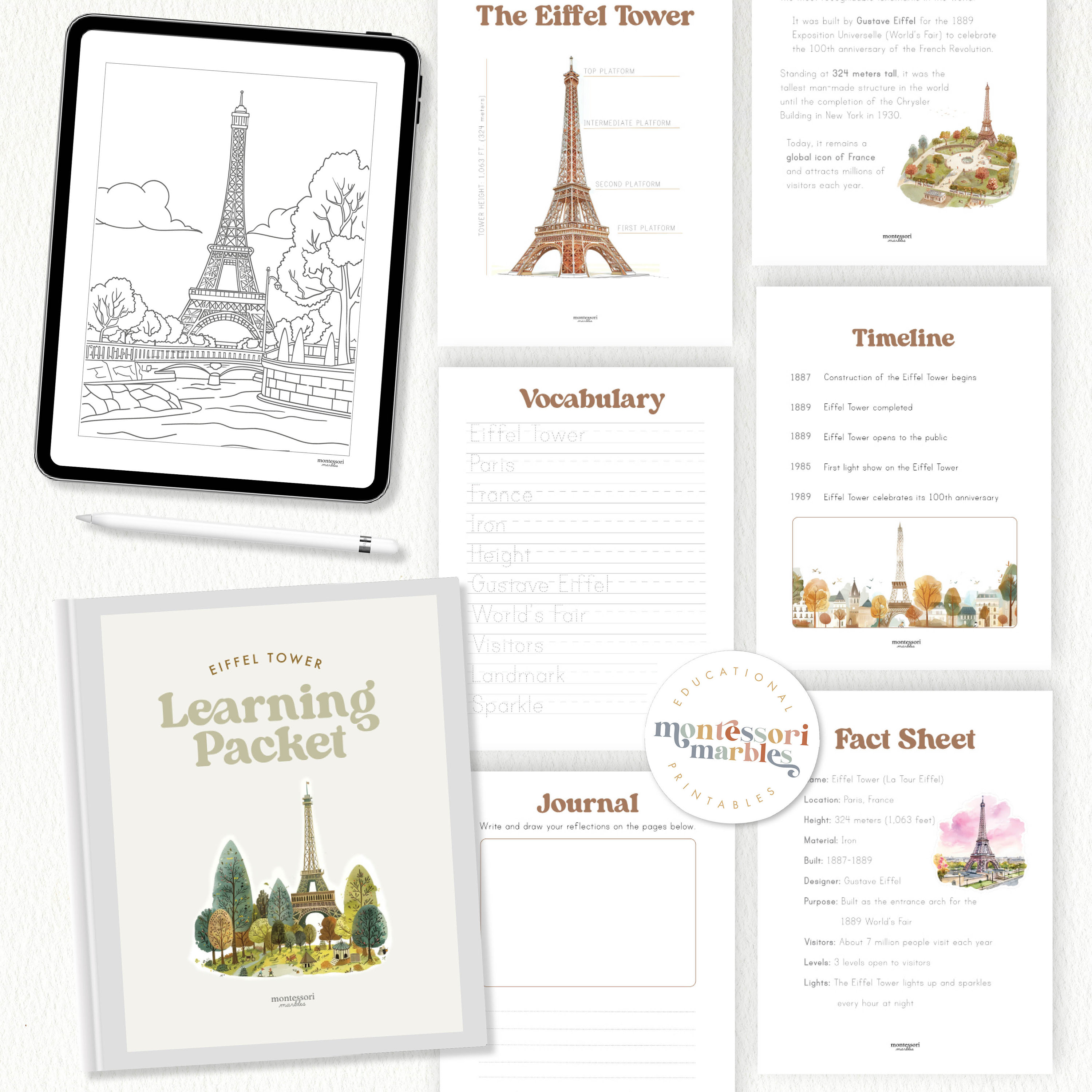Eiffel Tower Learning Packet | Montessori Elementary Geography ...