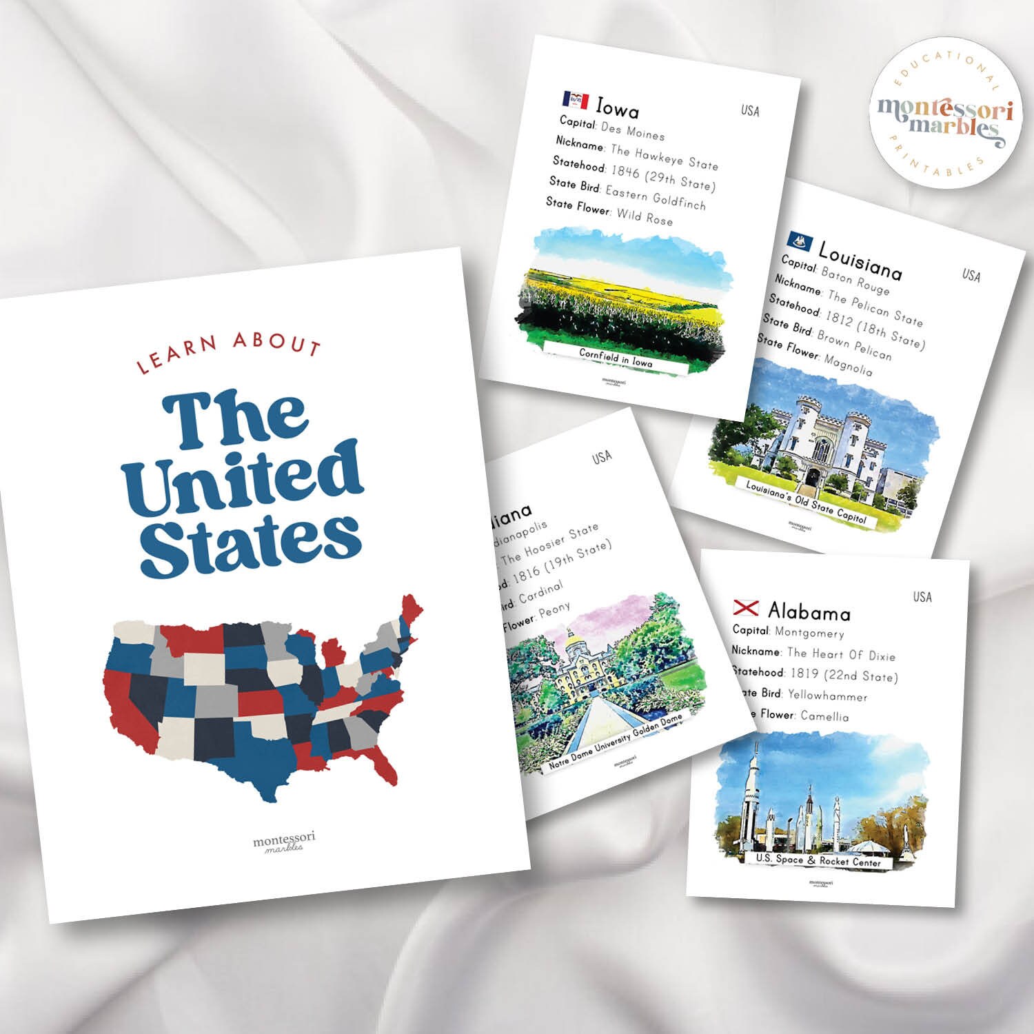 UNITED STATES Learning Booklet Montessori Inspired Printable Learn ...