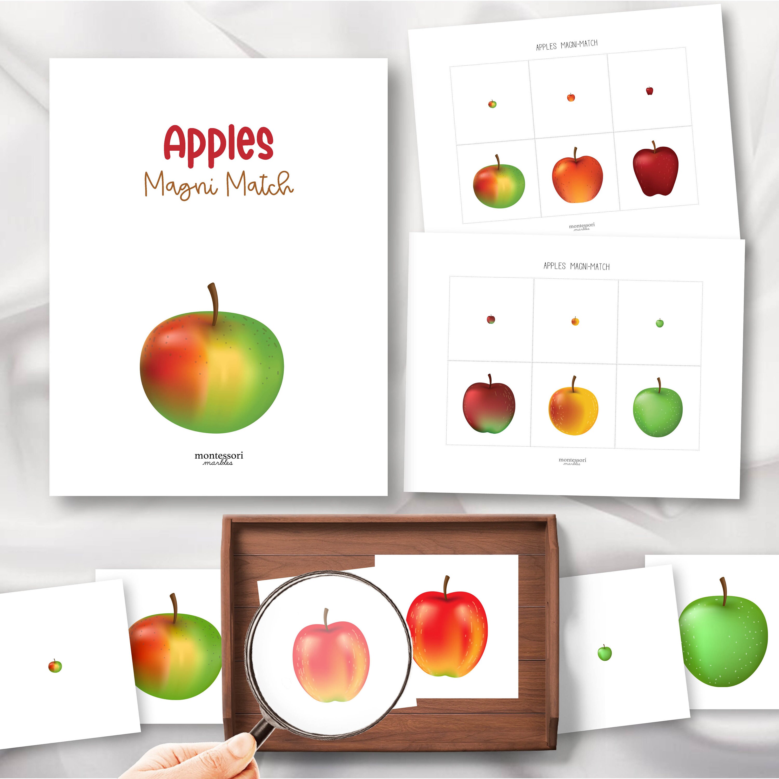 APPLES Magnifying Matching Game Montessori at Home Using - Etsy