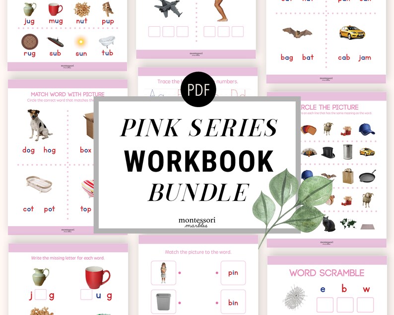 BUNDLE Montessori Pink Series Workbooks Short A E I O U CVC | Etsy