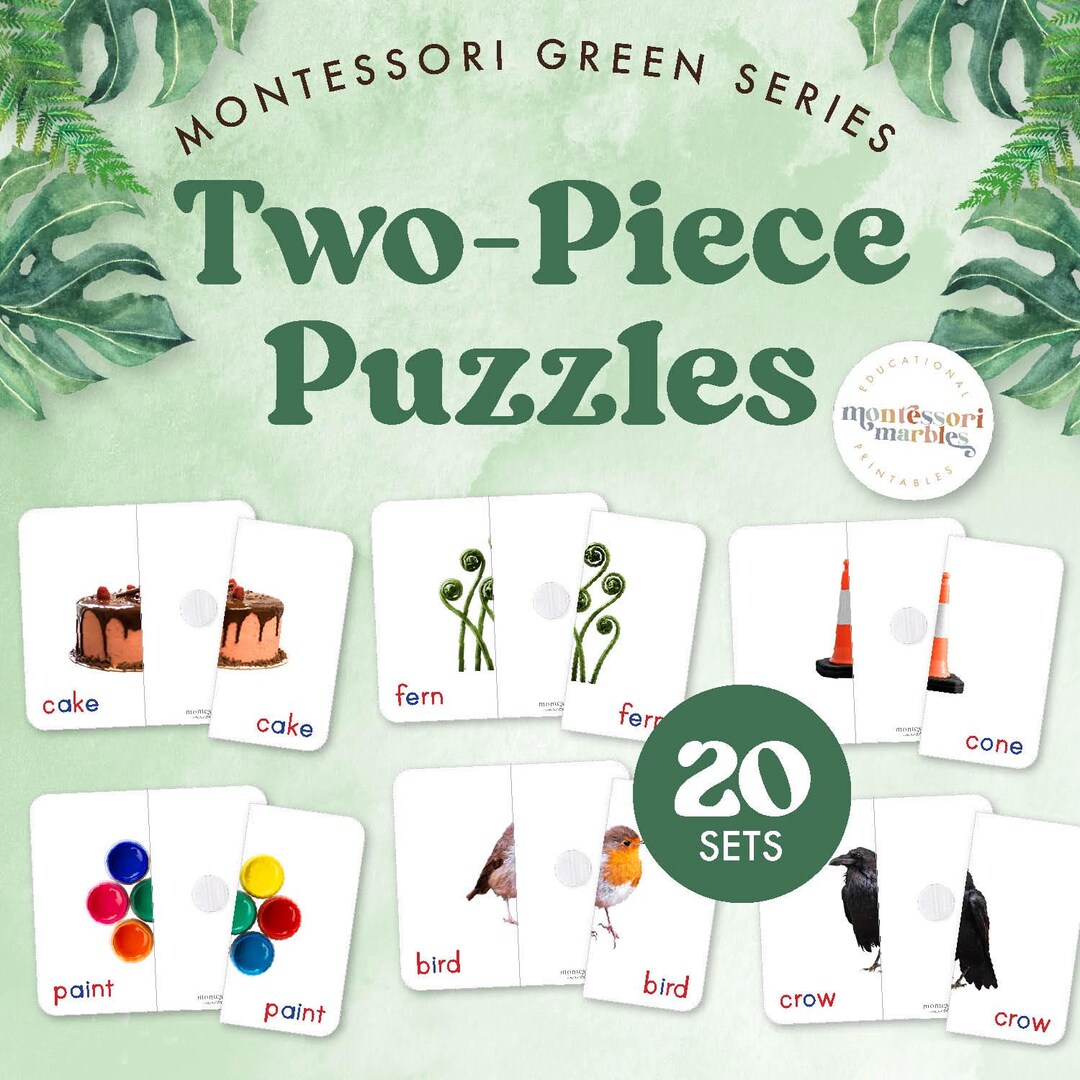 MONTESSORI GREEN SERIES Two-piece Puzzles | Montessori Inspired ...