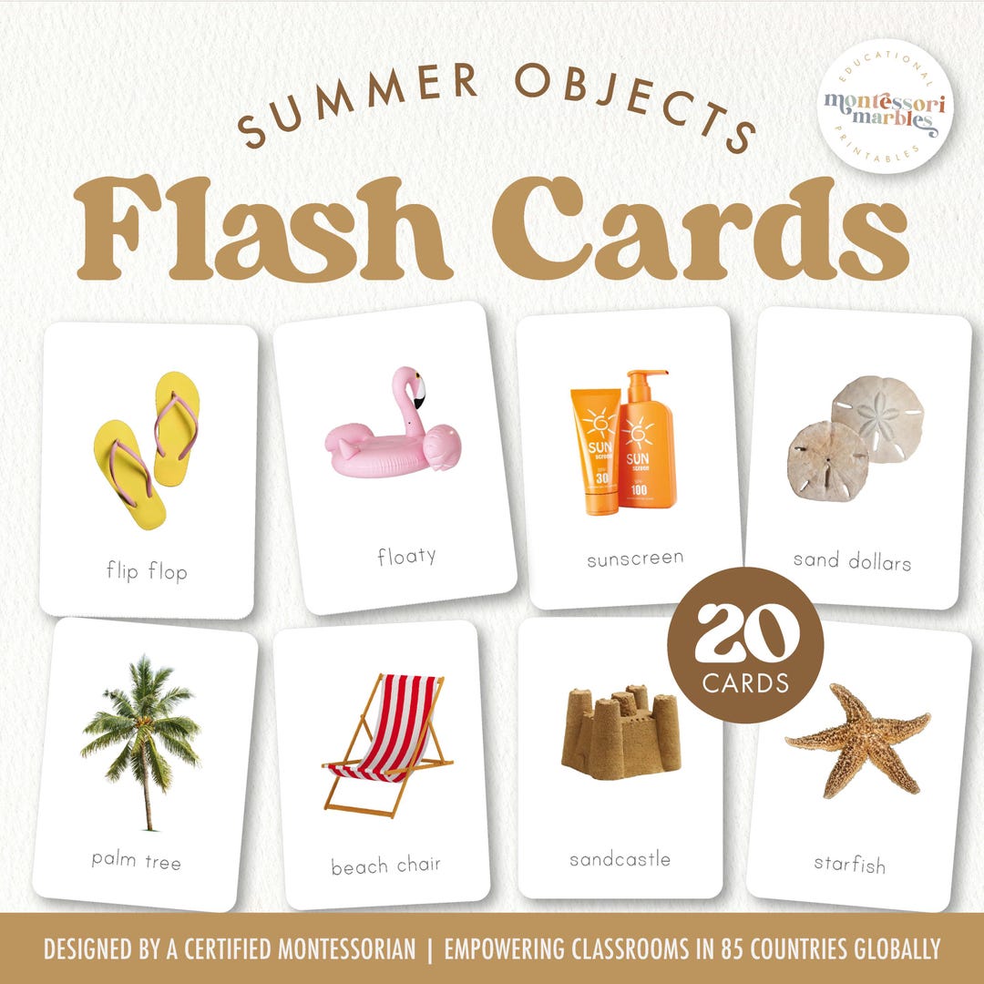 SUMMER Flash Cards | Summer Vocabulary Builder | Montessori Inspired ...