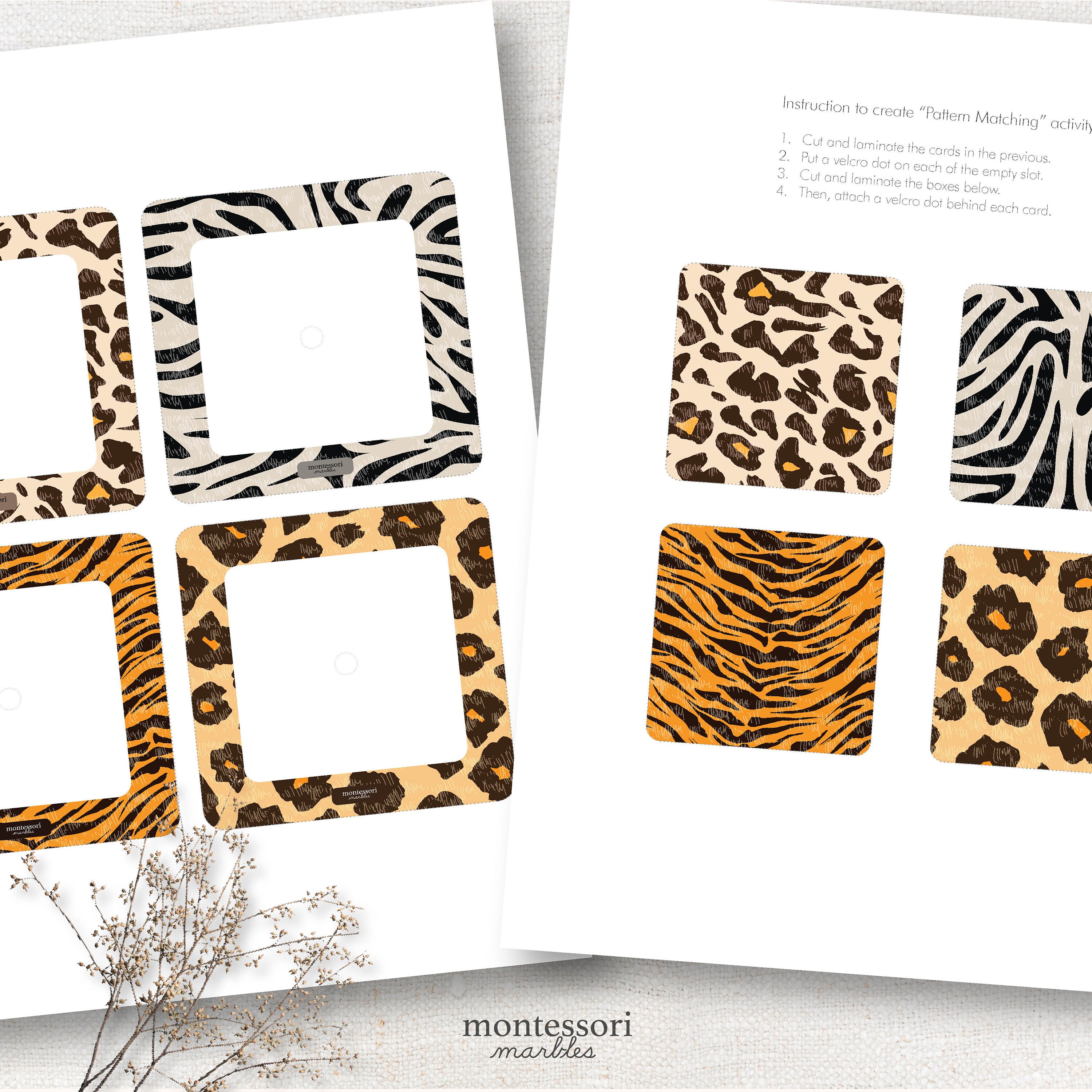 SAFARI & JUNGLE ANIMALS Pattern Matching Puzzle Activity Montessori ...